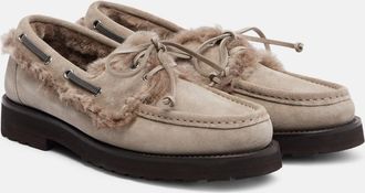 Brunello Cucinelli Chaussures bateau Monili en daim et shearling