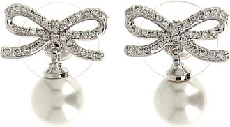 Self Portrait Femme, Accessoires, Gris, Taille: ONE Size Bow Pearl Earrings