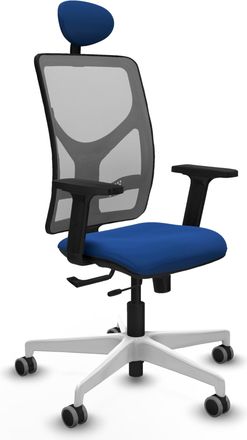 Piqueras y Crespo Schreibtischstuhl, blau, mit 2D-Armlehnen, h&ouml;henverstellbarer Lendenwirbelst&uuml;tze und festem Kopfteil, ausgestattet mit Syncro/Traslack und Schneidesch