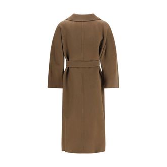 Max Mara Virgin Wool Wrap Coat - Brown