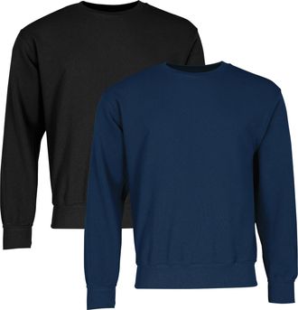 Fruit Of The Loom 2er-Pack Classic Set-in Sweat Sweatshirt Herren, Black + Navy, XXL