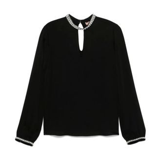 Twinset Femme, Blouses et Chemises, Noir, Taille: 36 FR Chemise noire avec perles