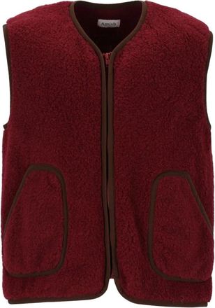 Amish Yellowstone Sherpa Wollweste - - Jackets - Damen - Rot - 2XL
