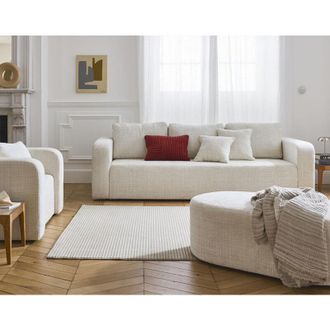 Best Mobilier Bestmobilier - Miro - 3-sitzer einzelsofa - schlaffunktion und bettkasten - aus strukturiertem samt - beige