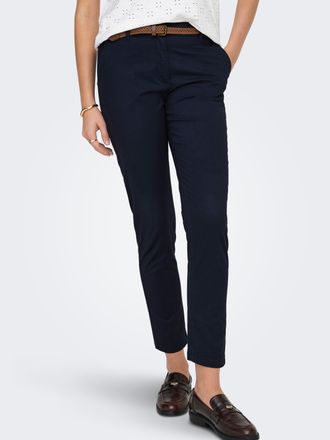 Jacqueline de Yong Chinohose JDY JDYCHICAGO MW BELTED CHINO PANTS PNT DIA, Damen, Gr. M (38), L&auml;nge 32, night sky, Web, Obermaterial: 98% Baumwolle, 2% Elasthan, unifarb