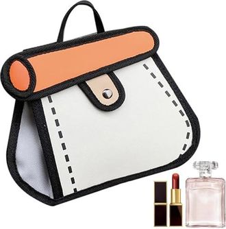 Generico Sacs &agrave; main simples pour femmes - Sac de dessin anim&eacute; de style 2D unique en 3D | Purse quotidien d&eacute;contract&eacute; pour les voyages daffaires, les rendez-vo