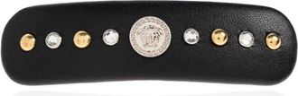Versace Femme, Accessoires, Noir, Taille: ONE Size Pince &agrave; Cheveux Orn&eacute;e en Cuir