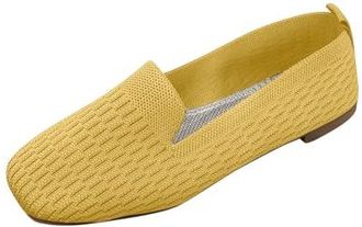 Generic Chaussures plates d&eacute;contract&eacute;es en tricot pour femme, &eacute;l&eacute;gantes, respirantes, couleur unie, l&eacute;g&egrave;res, classiques, confortables, &agrave; enfiler, chaussures d