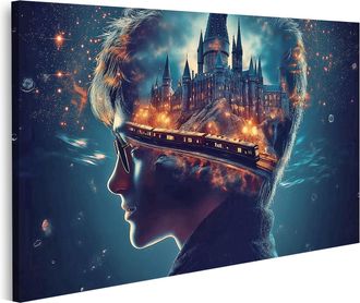Islandburner Prime Bild auf Leinwand Zauberhafte Reise nach Hogwarts in der Nacht für Schlafzimmer Harry Buchhandlung Bilder Wandbilder Poster