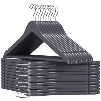 Songmics Kleiderb&uuml;gel Holz, 20er Set, B&uuml;gel aus Massivholz, Einkerbungen im Schulterbereich, Rutschfester Hosensteg, um 360&deg; drehbarer Haken, f&uuml;r Anz&uuml;ge, Hemde