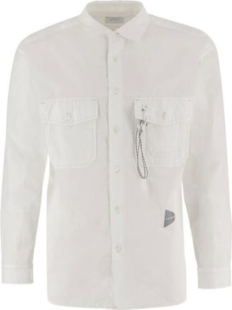 And Wander Homme, Chemises, Blanc, Taille: L Chemise en m&eacute;lange de coton avec logo