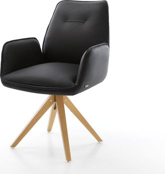 DELIFE Esszimmerstuhl Zoa-Flex Echt-Leder Schwarz Holzgestell kantig Natur Taschenfederkern, Esszimmerst&uuml;hle