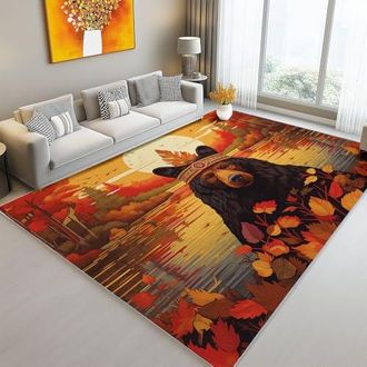 Generic Multicolore Lavable en Machine Tapis Salon Coiffe dours Peinte &agrave; la Main, 120 x 180 cm Doux Tapis de Sol Pelucheux Dessous Antid&eacute;rapant, Entree Interi