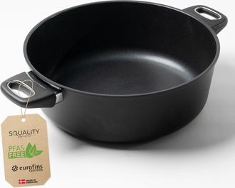Squality Premium Br&auml;ter Induktion 32cm PFAS frei | 6,5l Schmortopf | Antihaft beschichtete ofenfeste Pfanne aus D&auml;nemark | Bratpfanne | Schmorpfanne f&uuml;r gesund