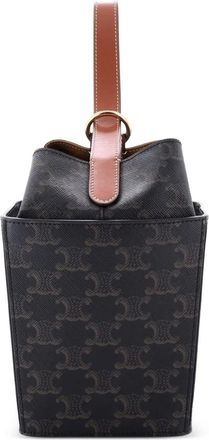 Celine Strap Box Top Handle Bag Triomphe Coated Canvas satchel - Marron