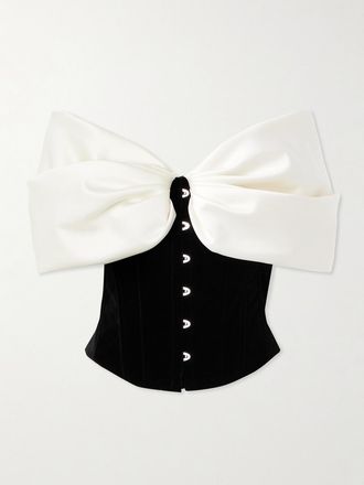 Costarellos Rosamund Bustier Aus Cr&ecirc;pe Und Samt Mit Schleife Und Schn&uuml;rung - Schwarz