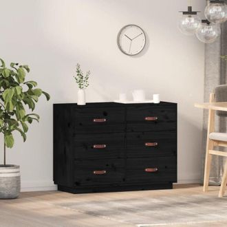 vidaXL Buffet Noir 100x40x75 cm Bois massif de pin - Vidaxl