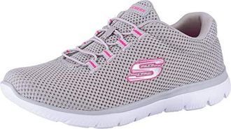 Skechers Femme Summits Lite Shoes, Gray Mesh Hot Pink Trim, 37 EU
