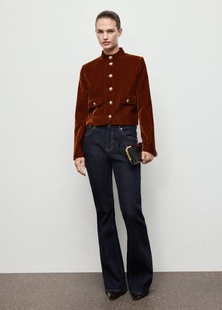 Mango Veste velours &agrave; boutons orange br&ucirc;l&eacute; - Femme - XXS - MANGO