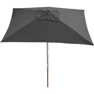 Hhg Parasol droit 2x3m en polyester 180g/m&sup2; - Structure en bois - Syst&egrave;me de palans pour ouverture facile - Poids 6kg - Couleur anthracite