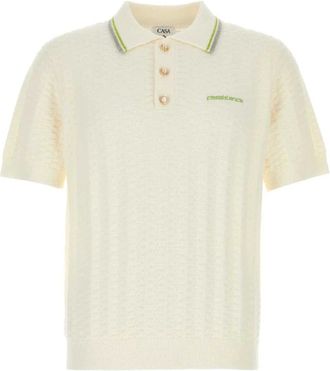 Casablanca Homme, Tops, Blanc, Taille: S Tennis Boucle Long-Sleeve Polo