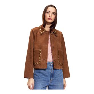 Cynthia Rowley Nieten Wildleder Kurze Jacke - - Jackets - Damen - Braun - S