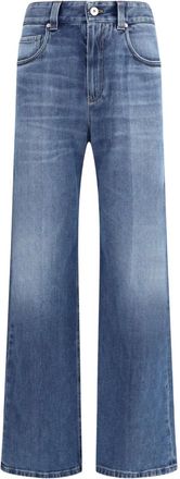 Brunello Cucinelli jean droit &agrave; taille haute - Bleu