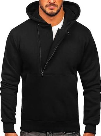 Generic Sweat &agrave; capuche l&eacute;ger pour homme - Automne et hiver - Demi-fermeture &eacute;clair - Couleur unie - Sport d&eacute;contract&eacute; - Pour entra&icirc;nement int&eacute;rieur et ext&eacute;ri