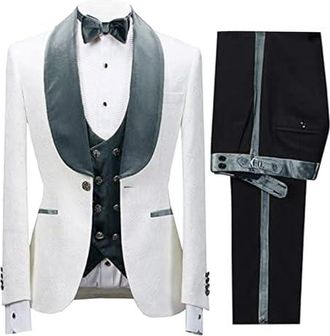 Generic Ensemble 2 pi&egrave;ces de smoking floral pour homme avec ch&acirc;le et revers - Blazer pour d&icirc;ner, bal, mariage, Couleur 3, 4XL