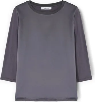 Motivi Zweifarbige T-Shirt mit Dreiviertel&auml;rmeln - - Tops - Damen - Grau - XS
