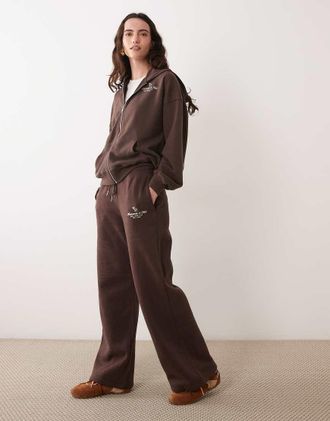 Abercrombie & Fitch High-Rise Wide-Leg-Jogger als Kombiteil in Braun