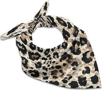 Generic Écharpe carrée rétro en soie avec imprimé girafe - Écharpe légère - Motif léopard - Pour cheveux - Respirant - Cadeau pour femme et homme, multicolore