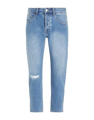 8 by YOOX DISTRESSED TAPERED DENIM PANTS