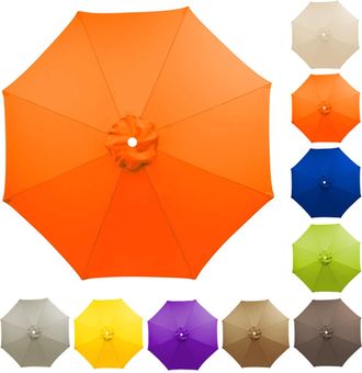 Generic Sonnenschirm Ersatzbezug Marktschirm für Garten 2.0m 2.30m 2.5m 2.7m 3.0m 3.5m, Balkonsonnenschirm mit Hülle für Terrasse, Balkon, Markt(Orange,3.00m/
