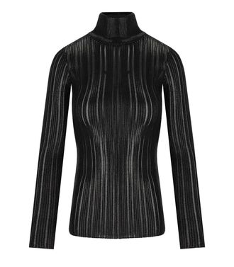 Elisabetta Franchi TOP &Agrave; COL ROUL&Eacute; NOIR ELISABETTA FRANCHI