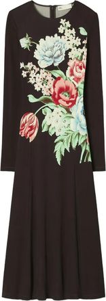 Tory Burch robe mi-longue imprimée - Marron