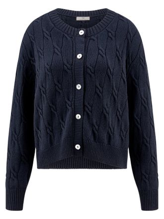 Peter Hahn Strickjacke Rundhals-Ausschnitt Peter Hahn blau