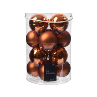 Mobili Rebecca Weihnachtskugeln, 16 Stück, Glas, dunkelorange, Weihnachtsdeko, matt glänzend - Durchmesser: Ø 8 cm - Art. HA2041