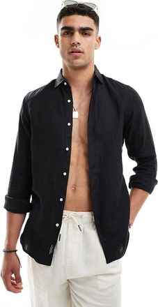 Superdry Chemise casual en lin à manches longues - Noir