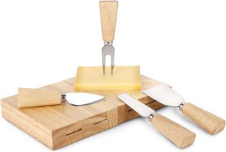 ROMINOX Geschenkartikel Käsemesser-Block // Magno - Käsezubehör-Set, 6-teilig: Käsemesser-Set, 4 Käsebesteckteile, Block dient stehend zur Aufbewahrung und au