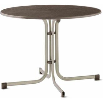 Sieger Boulevard-Klapptisch, &oslash; 100 cm, champagner Gestell aus Stahl in champagner, Tischplatte aus Mecalit-Pro in mocca
