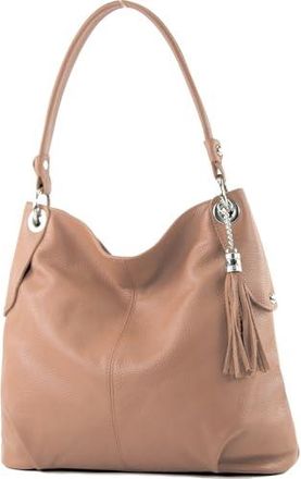 modamoda.de T185 - Sac à bandoulière en cuir pour dames, Couleur:beige
