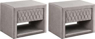 Vente-Unique 2er-Set Nachttische Daniele - 1 Schublade & 1 Ablage - Samt - Beige