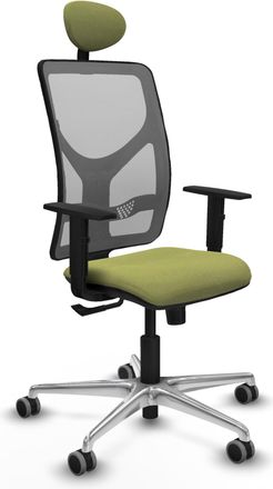 Piqueras y Crespo B&uuml;rostuhl mit Rollen und 1D-Armlehnen, h&ouml;henverstellbare Lendenwirbelst&uuml;tze und festes Kopfteil, ausgestattet mit 3 Positionen und Schneideschaum, Gra