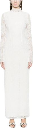 Rotate Rotate Birger Christensen, Femme, Robes, Blanc, Taille: 36 FR Crew-neck Lace Dress