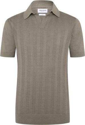 Tom Rusborg Poloshirt aus Baumwolle mit Variokragen und Streifenstrutkur in