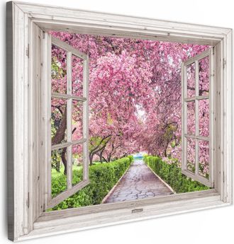 MuchoWow &copy; Leinwandbild 40x30 cm Dekoration Wohnzimmer Bilder Aufh&auml;ngen Wall Decoration Living Room Wohnungs Deko Moderne Japanisch - Sakura - Bl&uuml;te - Baum - B