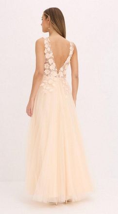 Bonprix Maxikleid f&uuml;r festliche Anl&auml;sse, aus T&uuml;ll mit floraler Applikation, Maxi-L&auml;nge