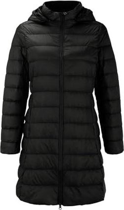 Generic Doudoune Femme En Duvet De Canard Manteau Long Doudoune Longue à Capuche De Couleur Unie Pour Femme Coupe Cintrée Amovible Avec Fermeture Éclair Parka