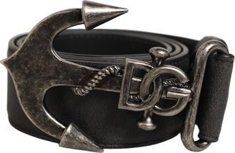 Dolce & Gabbana Anchor Logo Metal Buckle Belt - Black